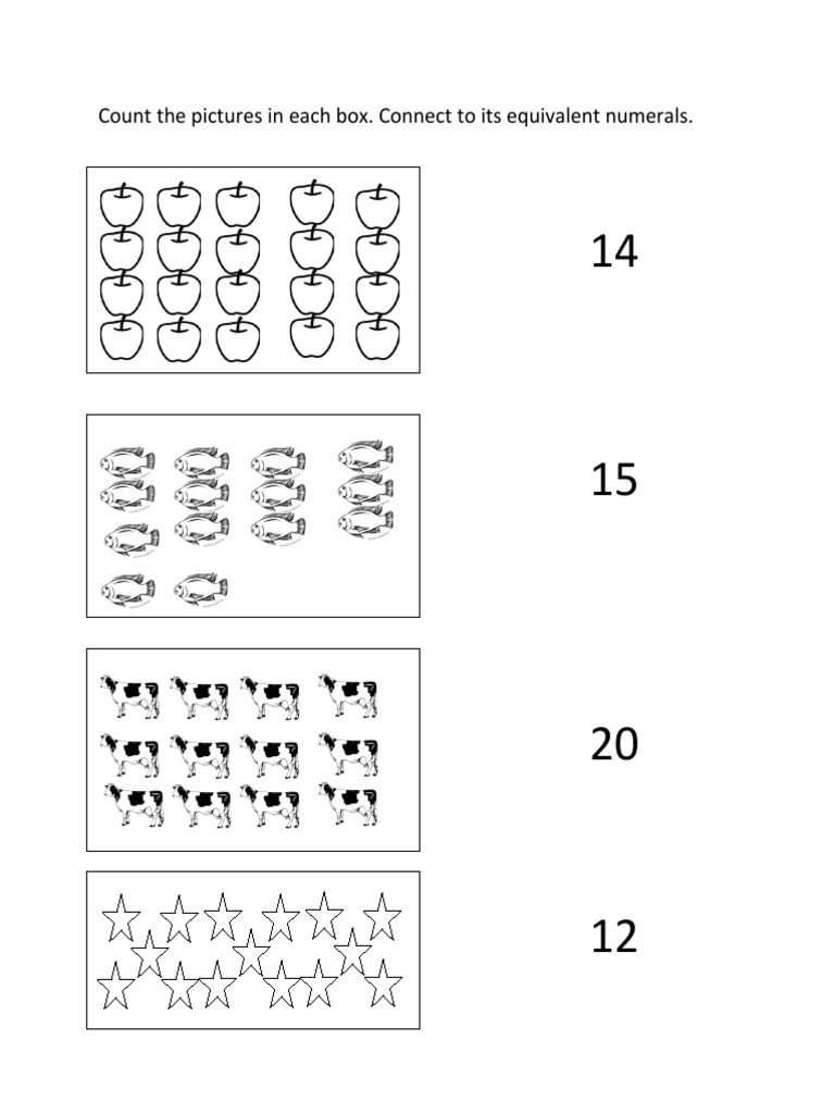 Counting Pictures and Numerals Activity | PDF