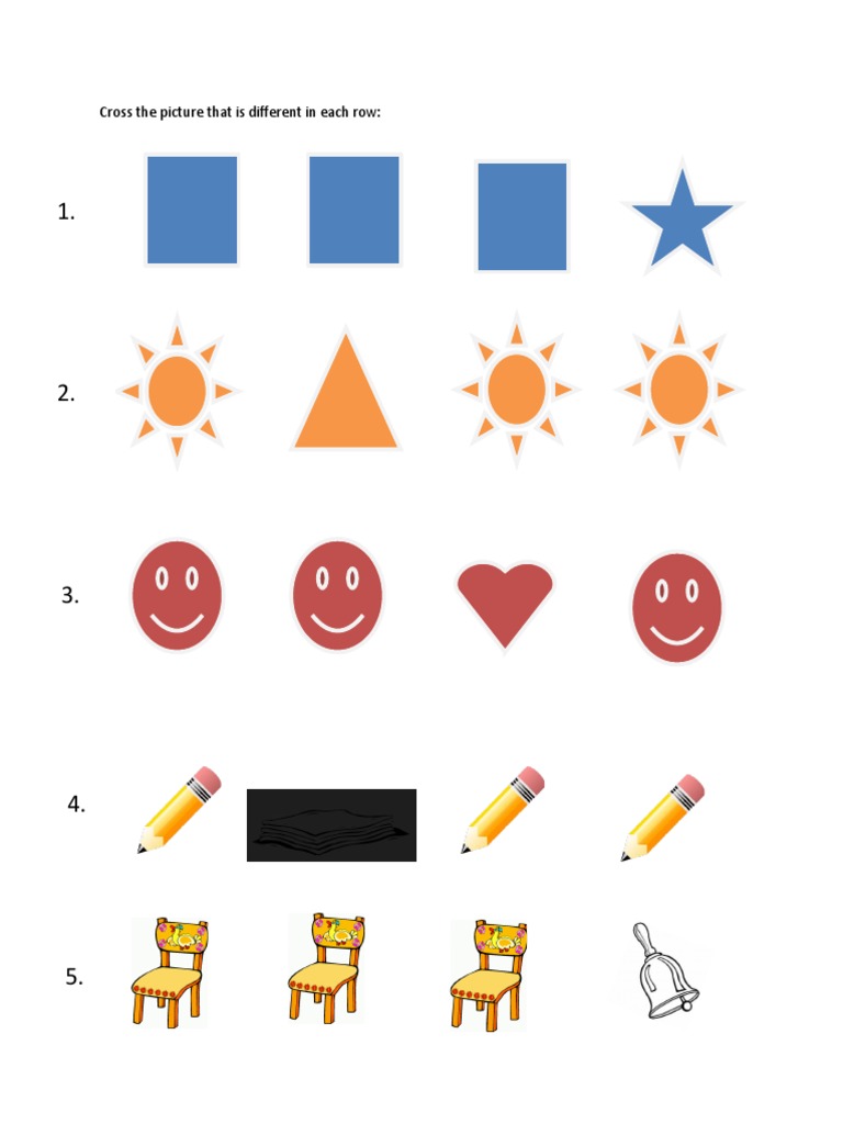 Cross The Picture That Is Different in Each Row | PDF