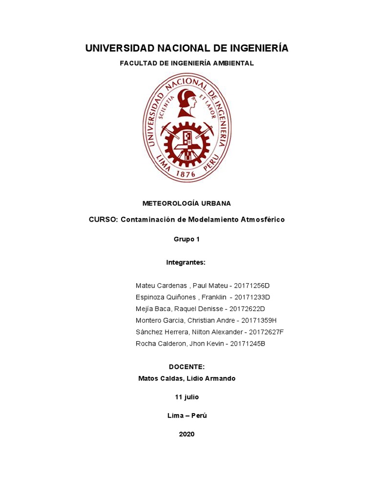 Modelo ICU Universidad Nacional de Ingeniería | PDF | Gases de efecto ...