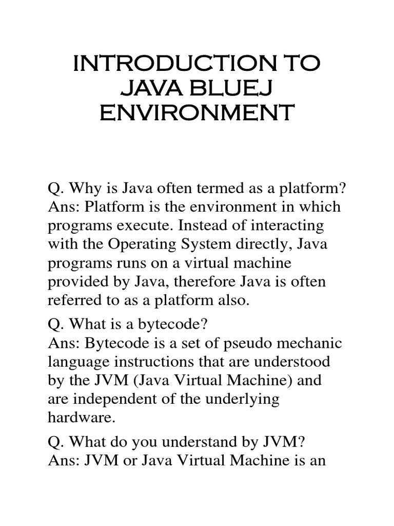Introduction To Java Bluej Environment | PDF | Java Virtual Machine | Java (Programming Language)