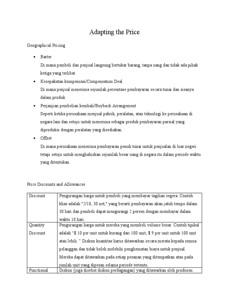 Adapting The Price | PDF