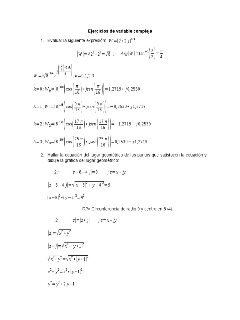 Ejercicios de Variable Compleja y Cálculo de Integrales | PDF | Integral | Álgebra lineal