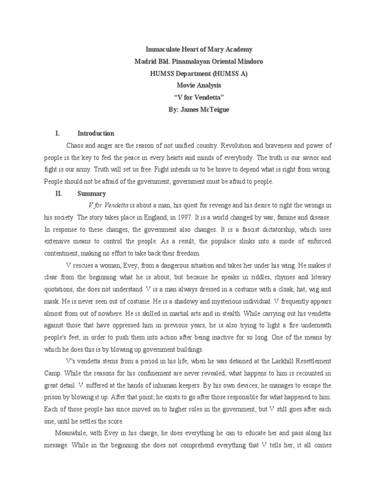 V For Vendetta Movie Analysis | PDF | Violence