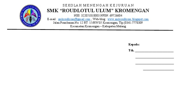 SMK "Roudlotul Ulum" Kromengan | PDF