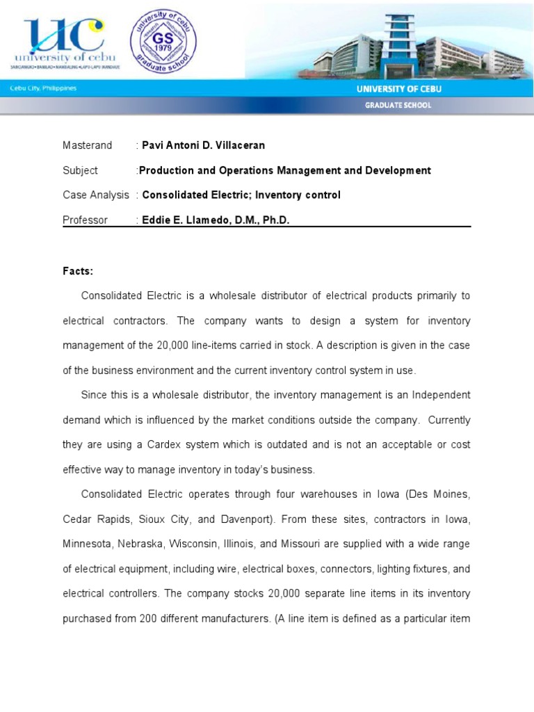 Case Study - Consolidated | PDF | Inventory | Warehouse