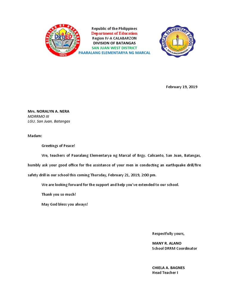 Request Letter NDRRM | PDF