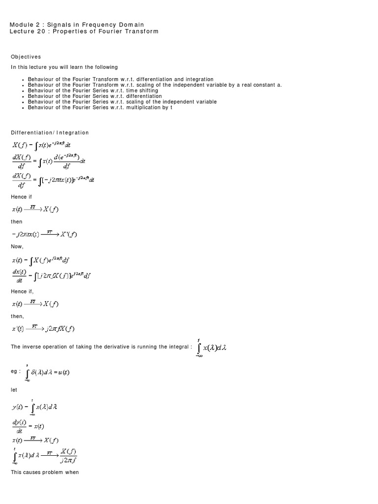Module 2: Signals in Frequency Domain Lecture 20: Properties of Fourier ...
