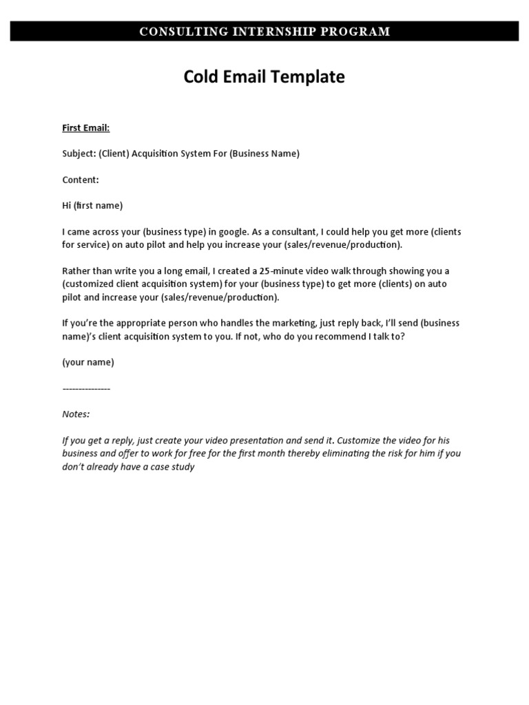 Cold Email Template: Consulting Internship Program | PDF | World Wide ...