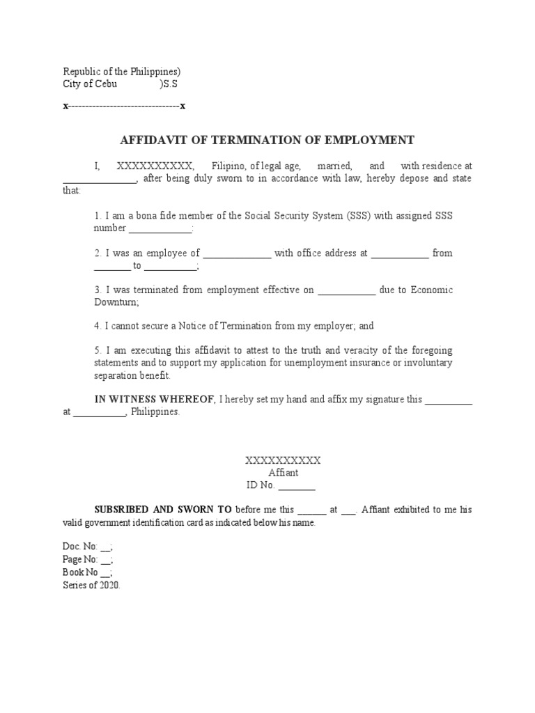 Affidavit of Termination