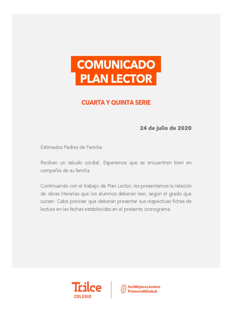 Comunicado-Plan-Lector-Iii B PDF | PDF