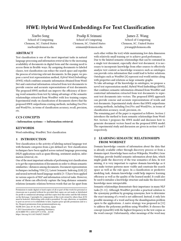 Hybrid Word Embeddings For Text Classification | PDF | Information ...