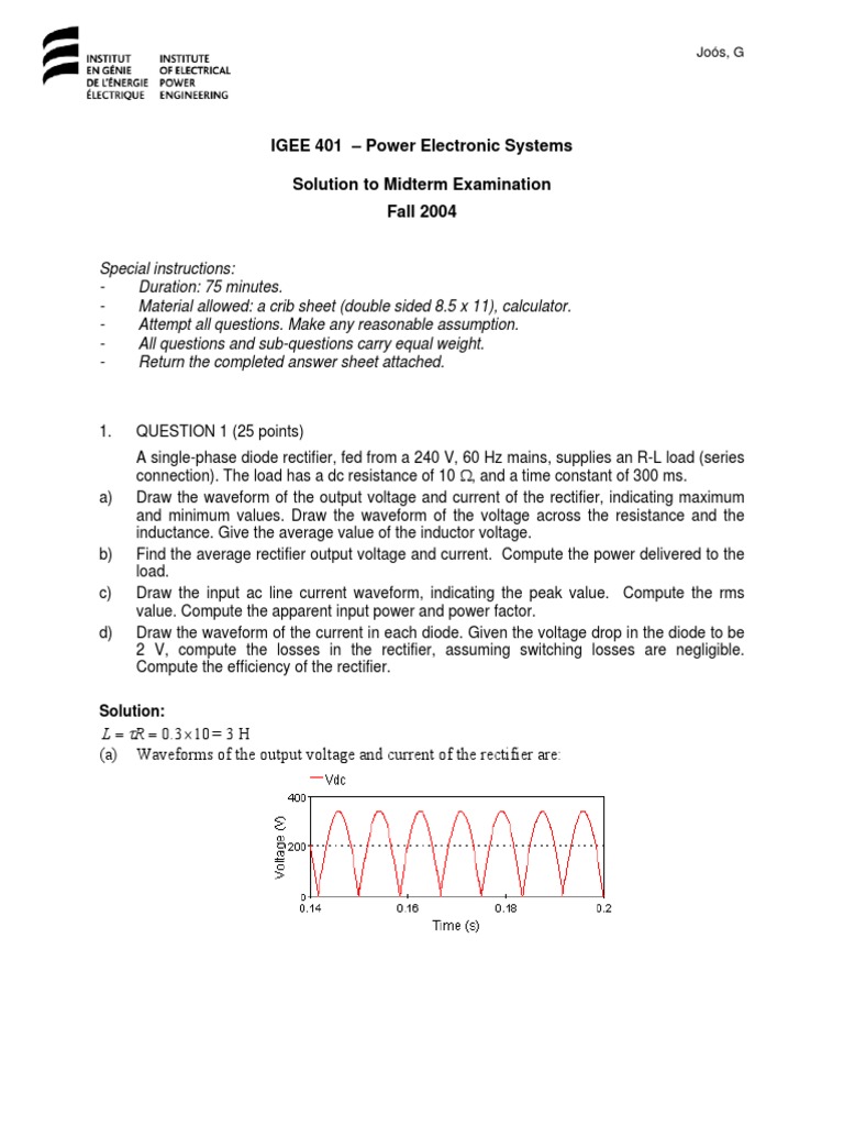 Power Electronics Midterm Solutions | PDF | Rectifier | Power Electronics
