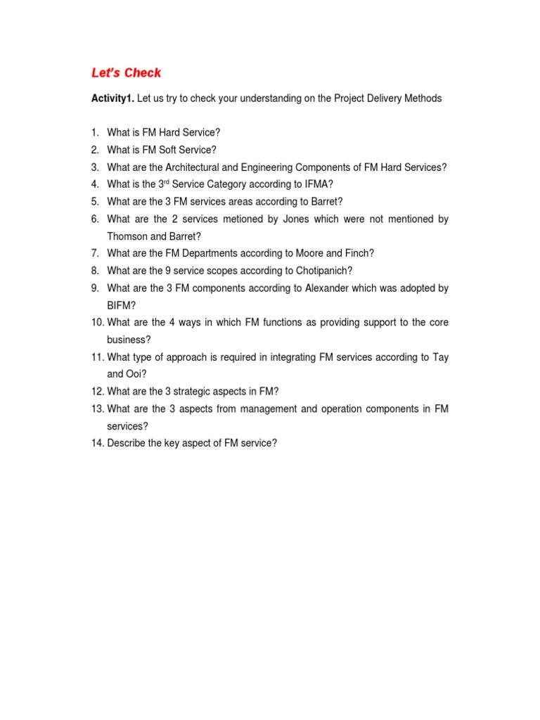 Topic 2 Lets Check Activity | PDF