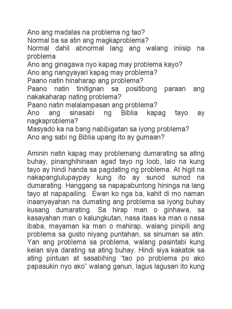 Ano Ang Madalas Na Problema NG Tao | PDF