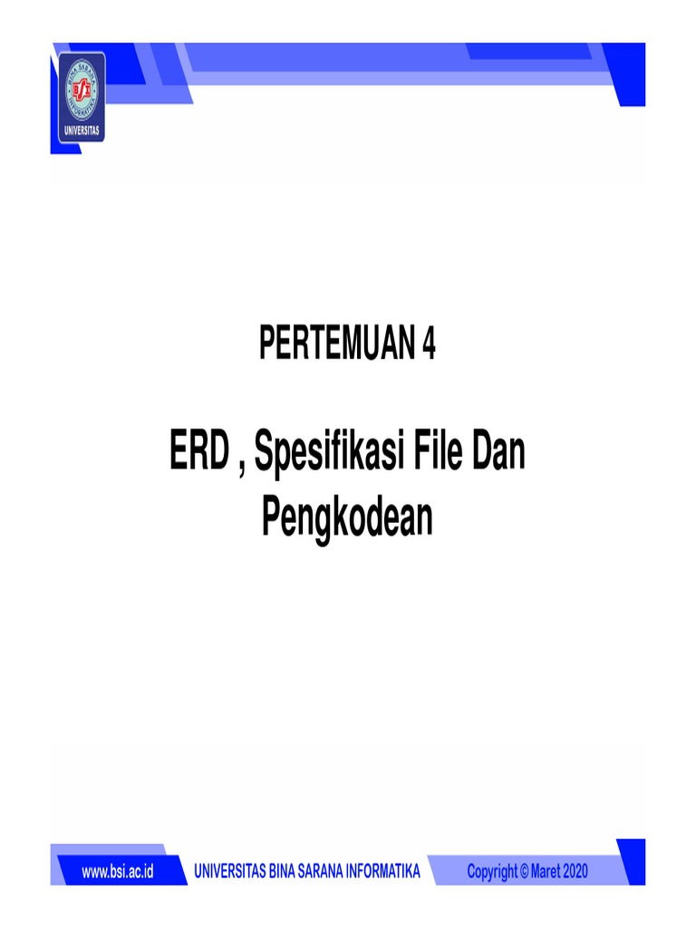 ERD, Spesifikasi File Dan Pengkodean: Pertemuan 4 | PDF