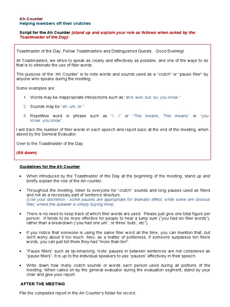 Ah Counter Script & Role Info (For Members) | PDF | Human Communication ...
