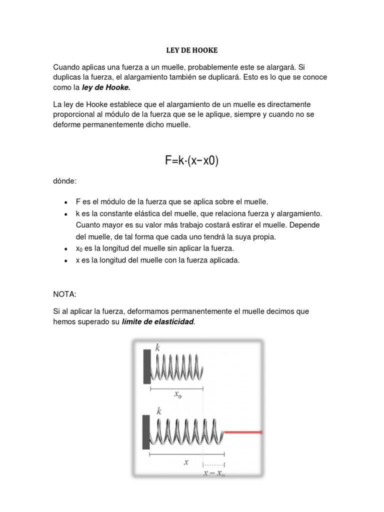 Ley de Hooke PDF | PDF | El módulo de Young | Elasticidad (Física)