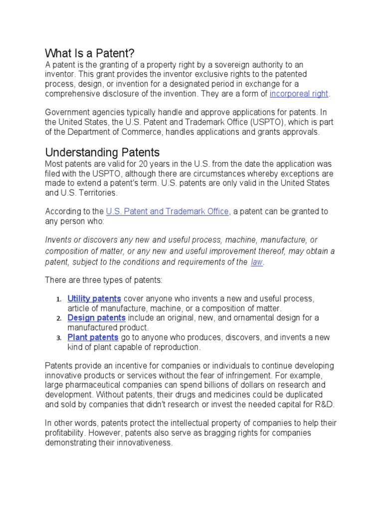 What Is A Patent | PDF | Patent | Invention