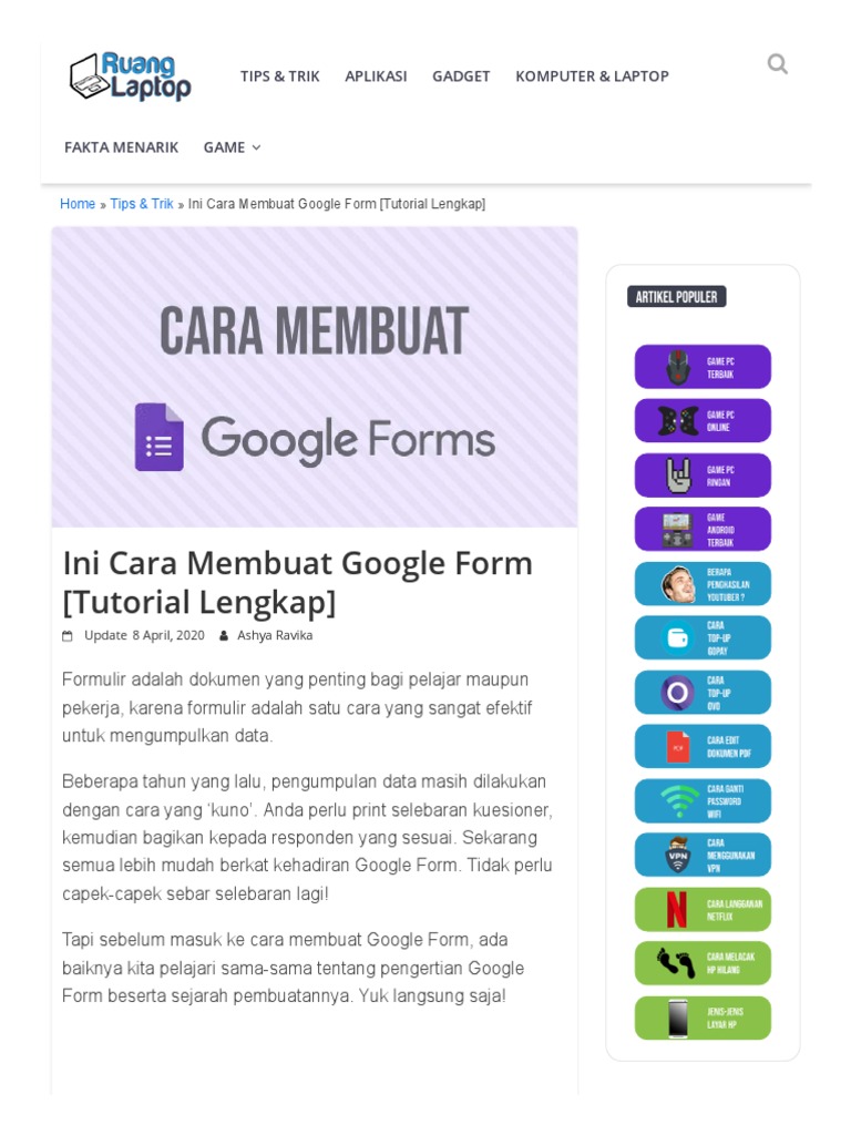 Ini Cara Membuat Google Form - RuangLaptop | PDF | Komputer