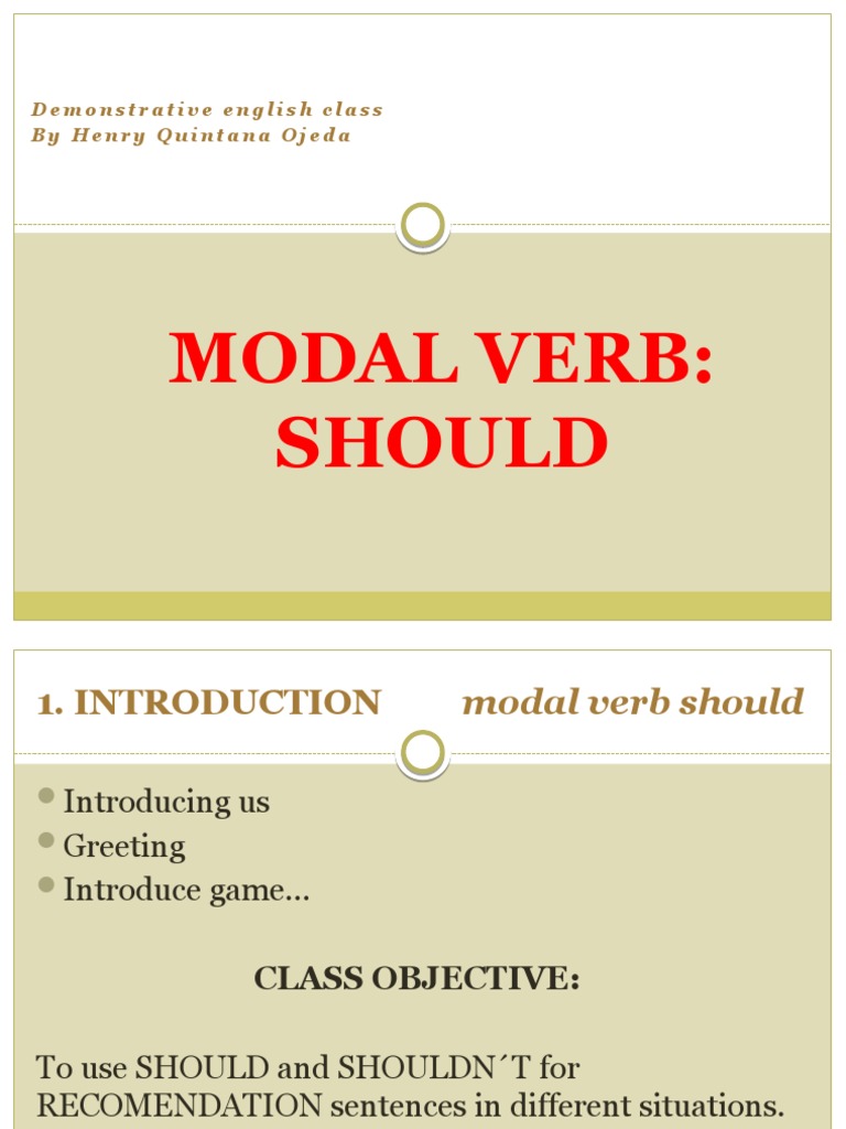 Modal Verb: Should: Demonstrative English Class by Henry Quintana Ojeda ...