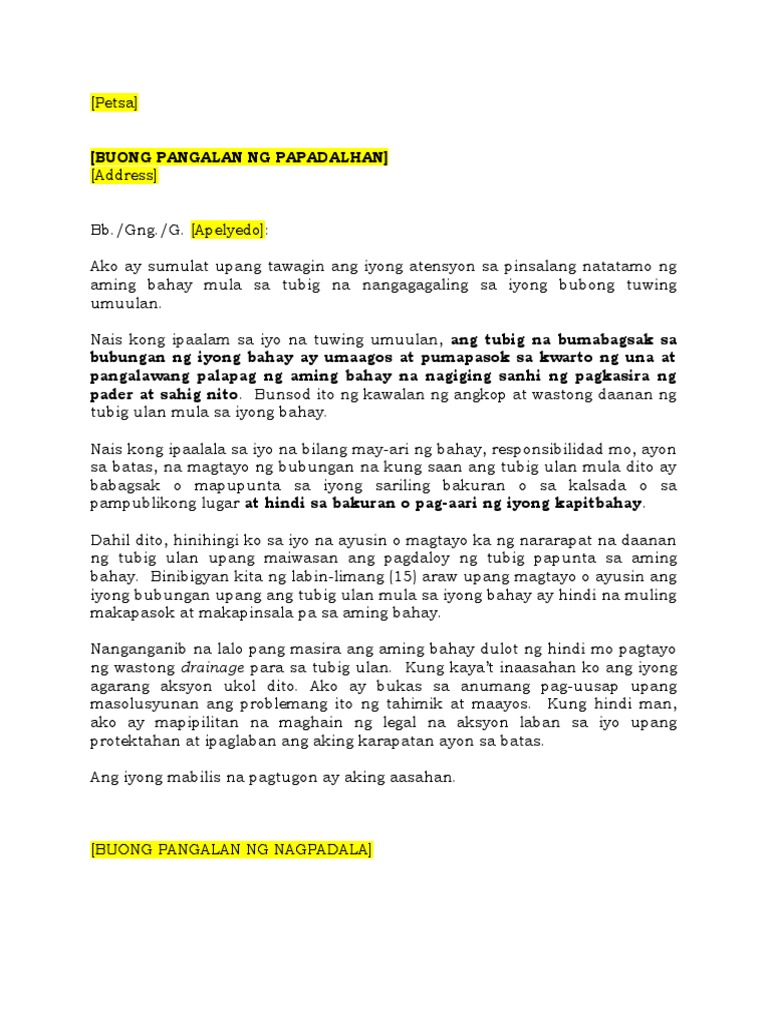 Demand Letter - Nuisance Per Accidens - Template | PDF