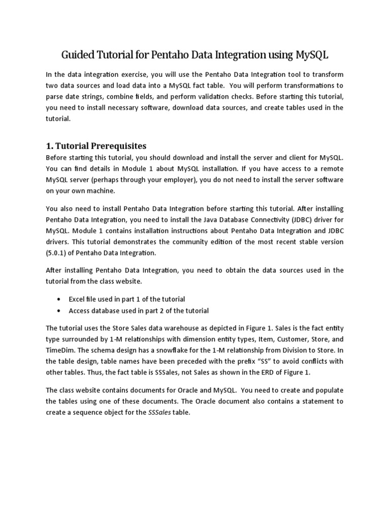 Guided Tutorial For Pentaho Data Integration Using Mysql Pdf Databases Microsoft Excel