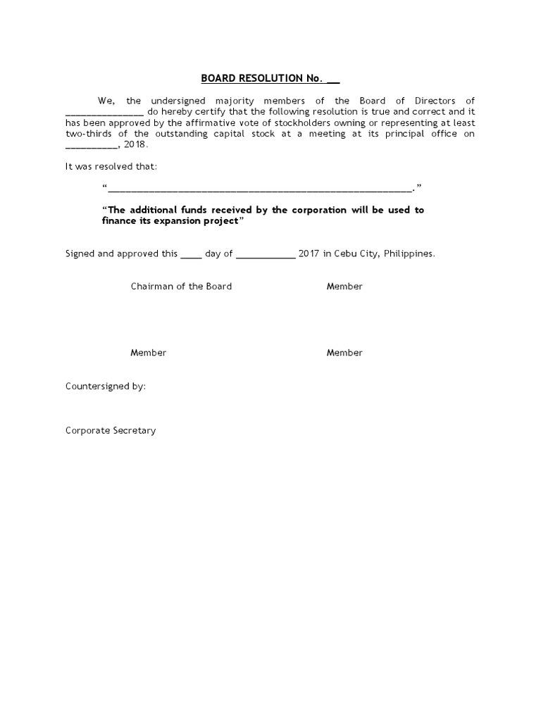 BOARD RESOLUTION Template | PDF