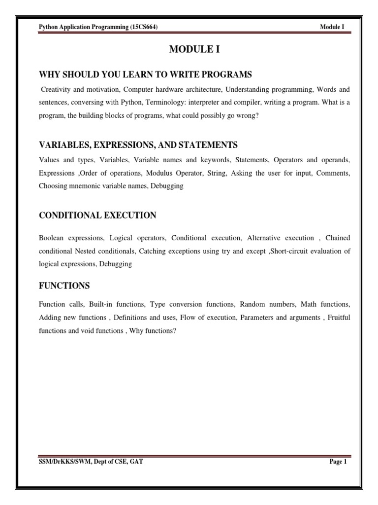 Python Module 1 Notes | Download Free PDF | Computer Data Storage ...