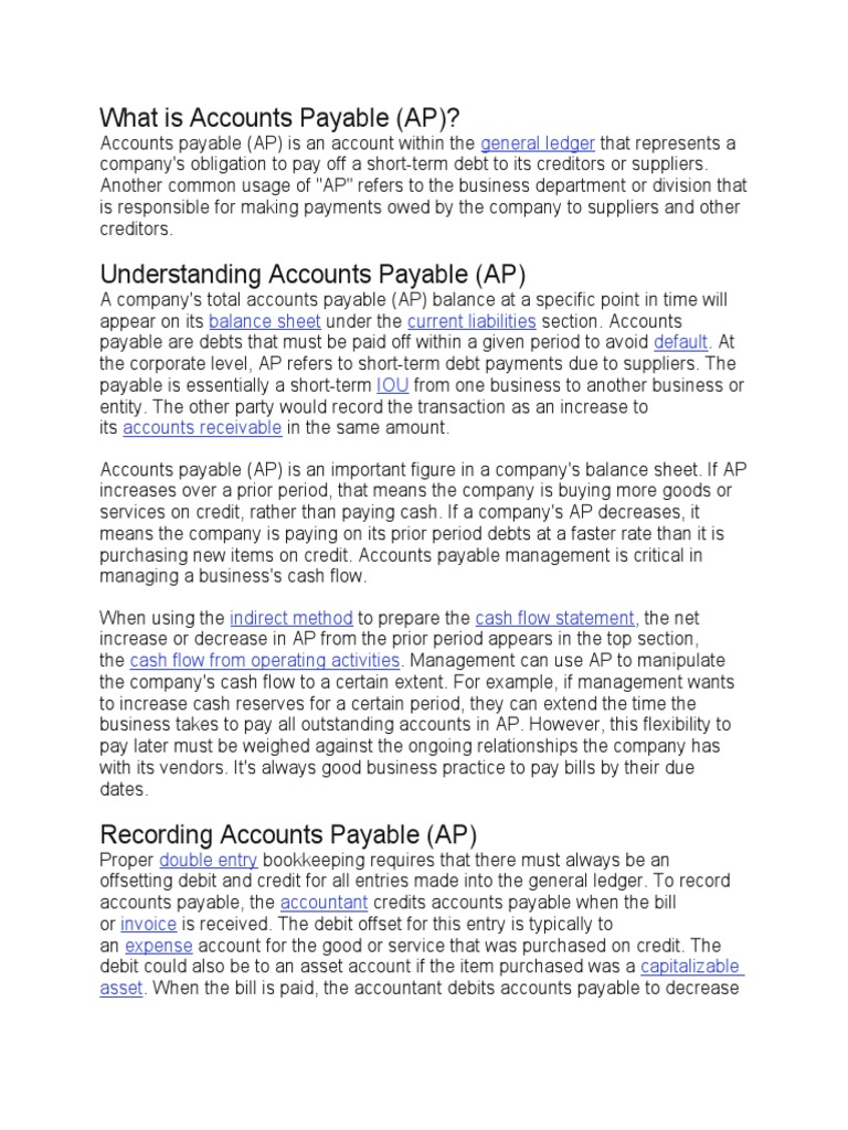 What Is Accounts Payable (AP) ?: General Ledger | PDF | Accounts ...