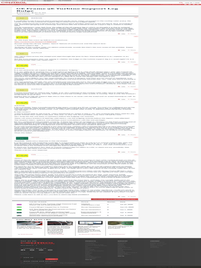 GE Frame 9E Turbine Support Leg Bulge - Automation & Control ...