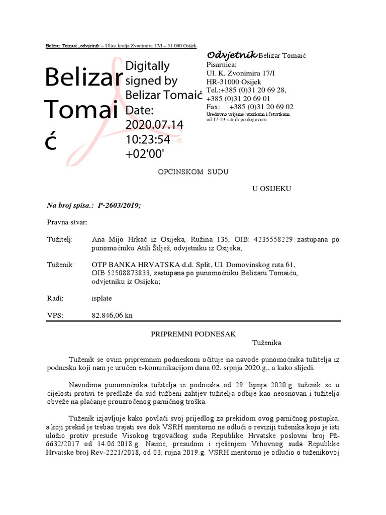 Podnesak P 2603 2019 6 | PDF