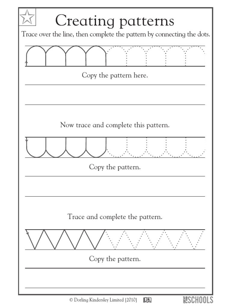Creating Patterns: Trace Over The Line, Then Complete The Pattern by ...