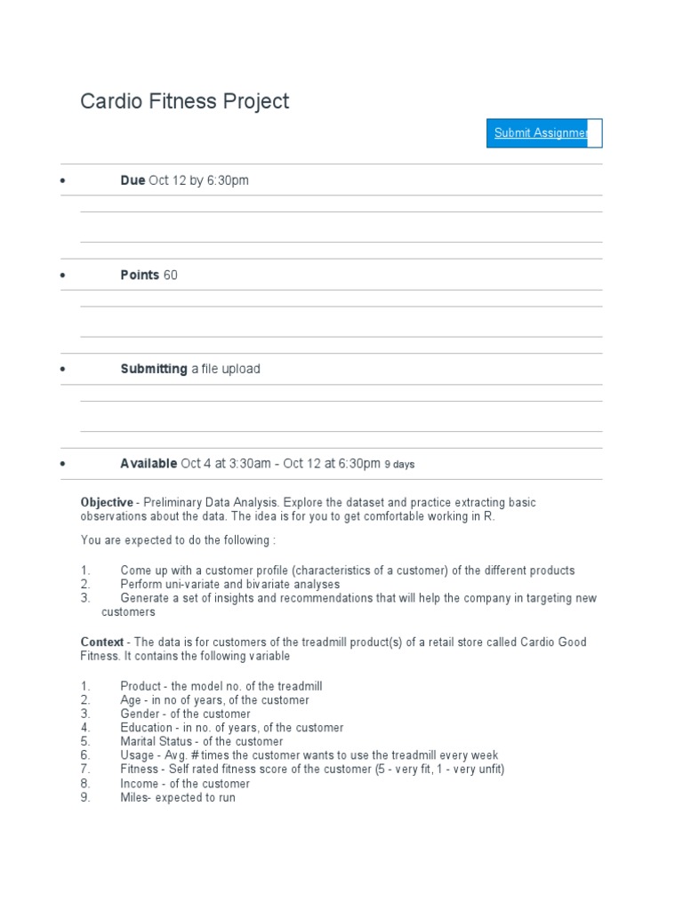 Cardio Fitness Project | PDF | Data Analysis | Computing