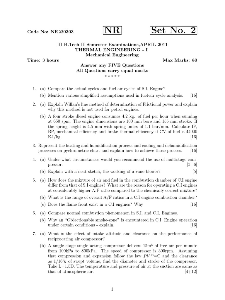 Thermal Engineering Question PDF | PDF | Engines | Diesel Engine