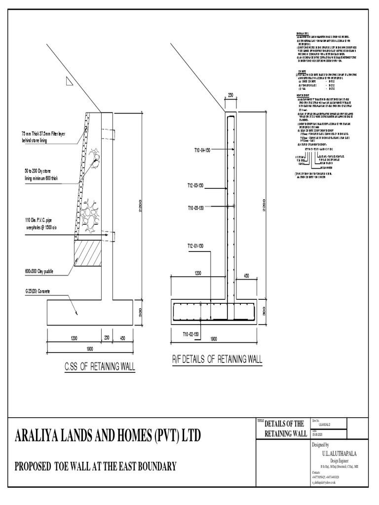 Araliya Lands and Homes (PVT) LTD: Proposed Toe Wall at The East ...