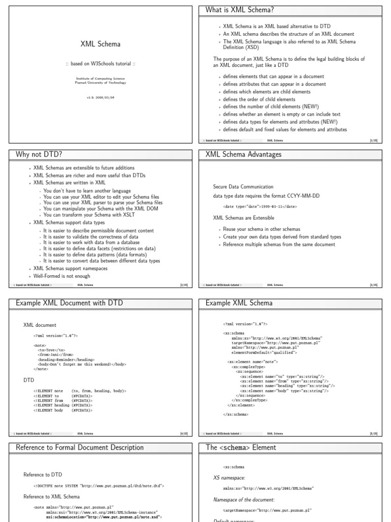 Institute Of Computing Science Poznań University Of Technology Pdf Xml Schema Xml