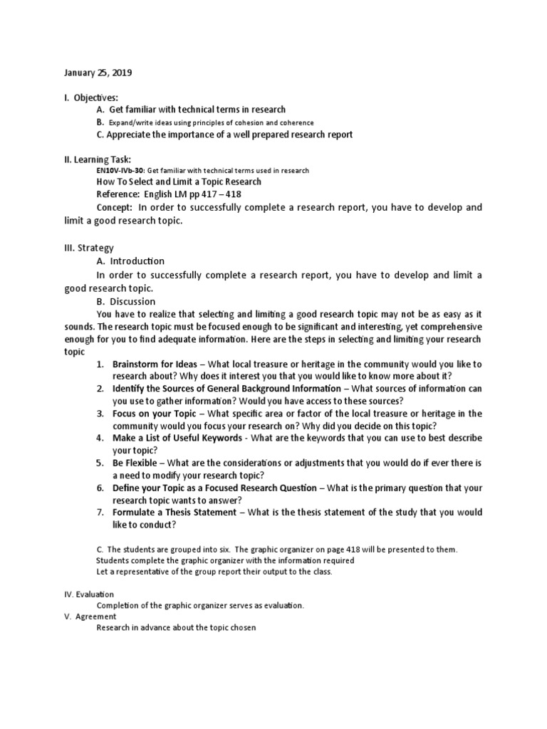 Lesson Plan in Research | PDF | Lesson Plan | Psychological Concepts