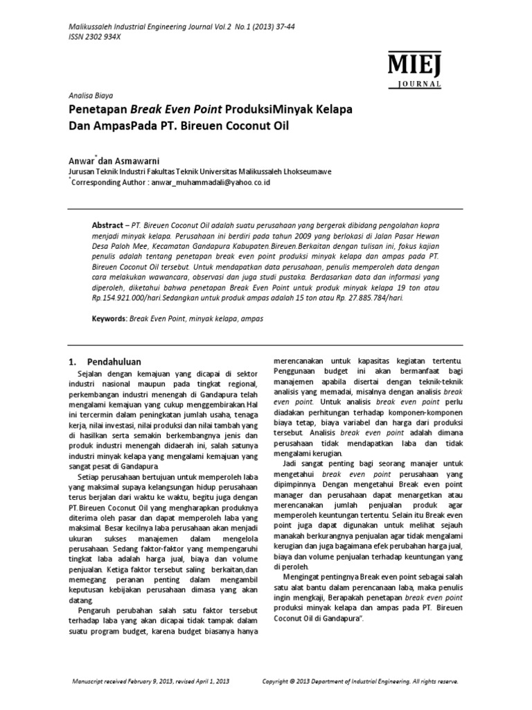 Break Even Point PDF | PDF