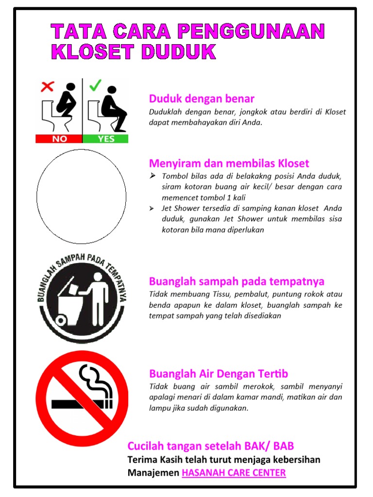 Cara Penggunaan Closet Duduk | PDF | Kesehatan Holistik