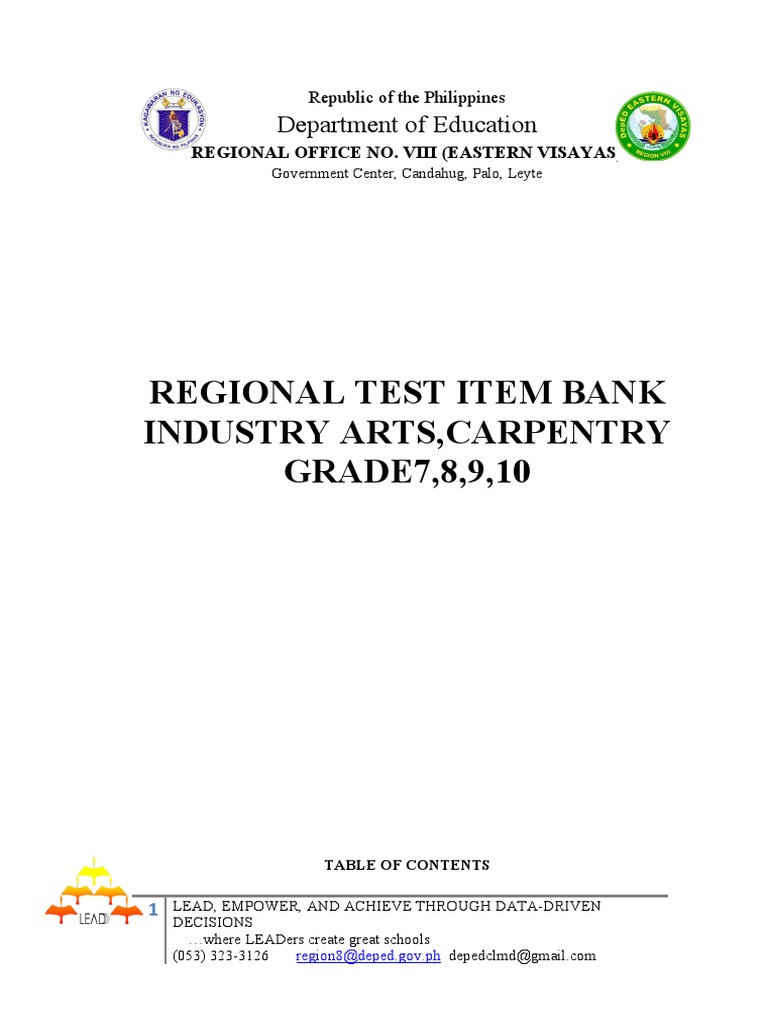 Test Item Bank Cover | PDF | Carpentry | Occupational Safety And Health