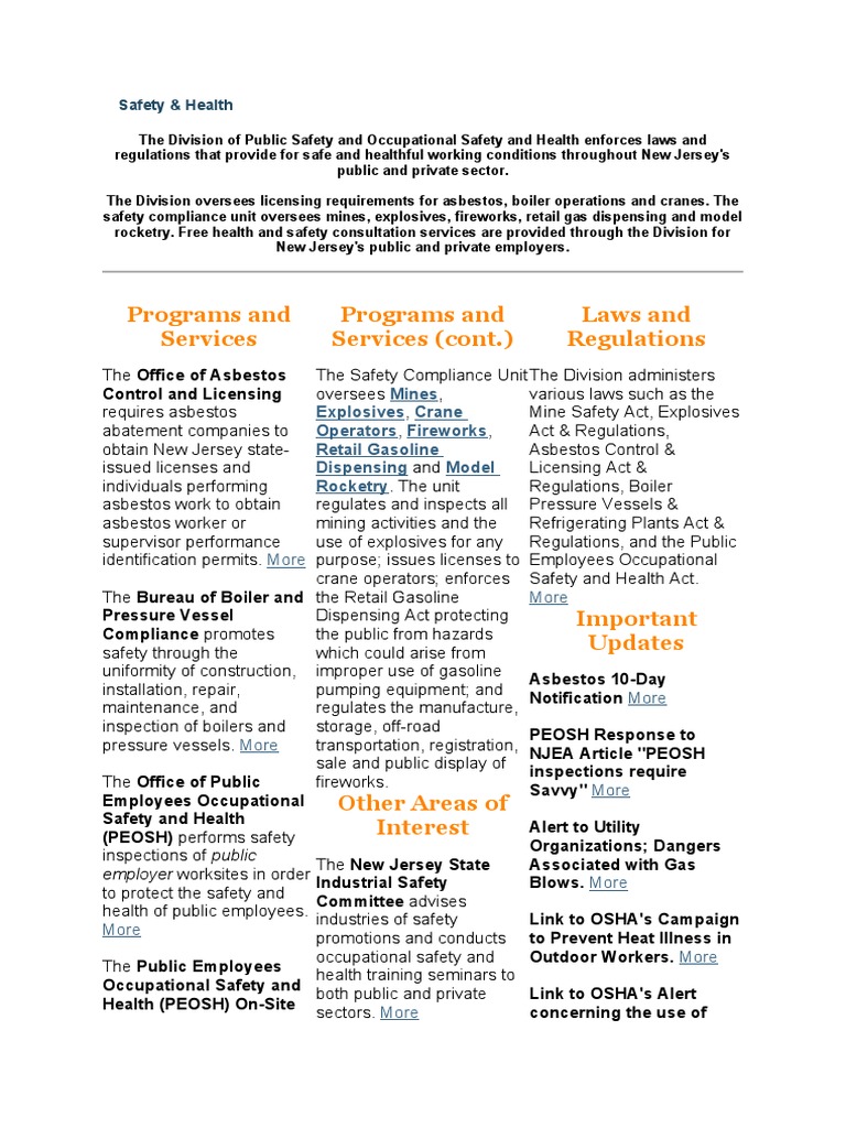 Programs and Services Programs and Services (Cont.) Laws and ...