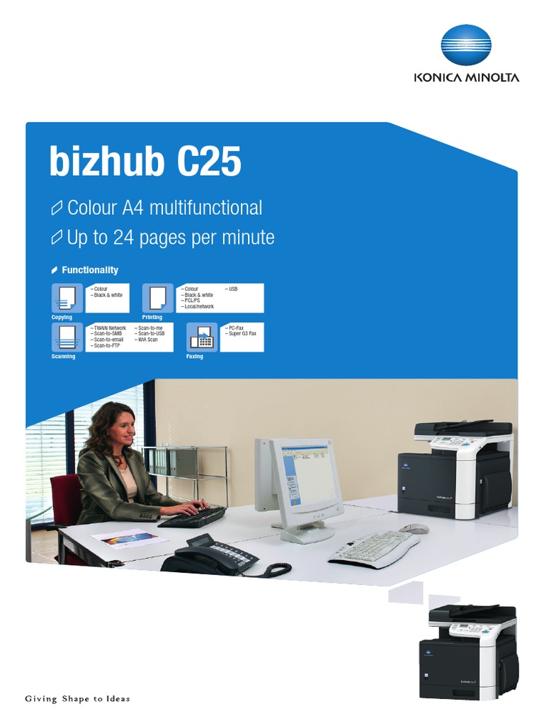 Bizhub C25 Datasheet | PDF | Fax | Image Scanner