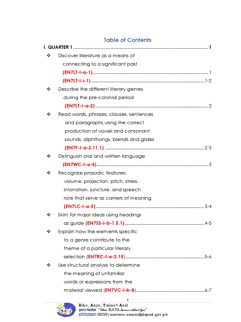Test Item Bank - English 7 - TableOfContents | PDF | Semiotics ...