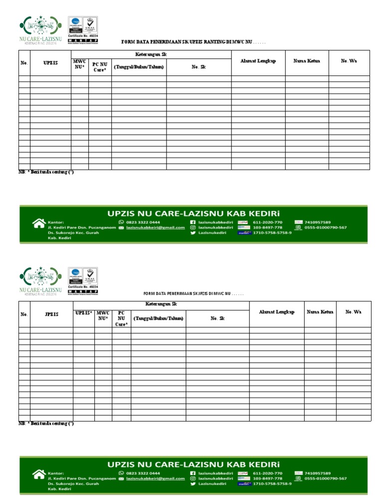 FORM SK UPZIS Dan JPZIS | PDF