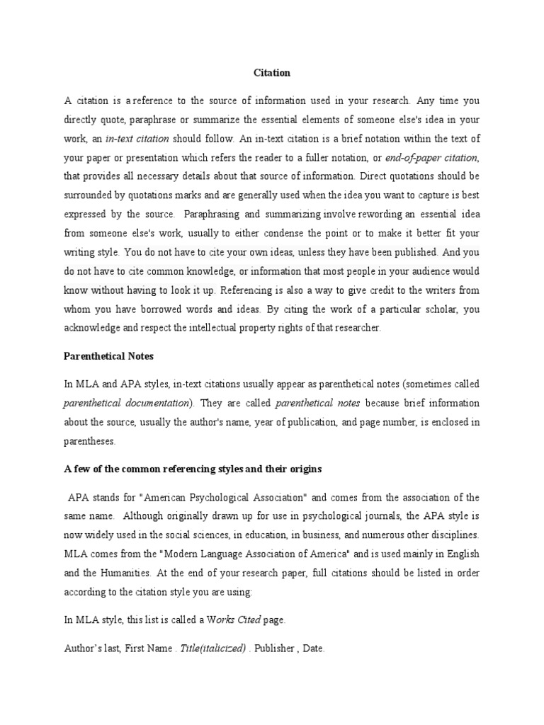 Citation: Parenthetical Documentation) - They Are Called Parenthetical ...