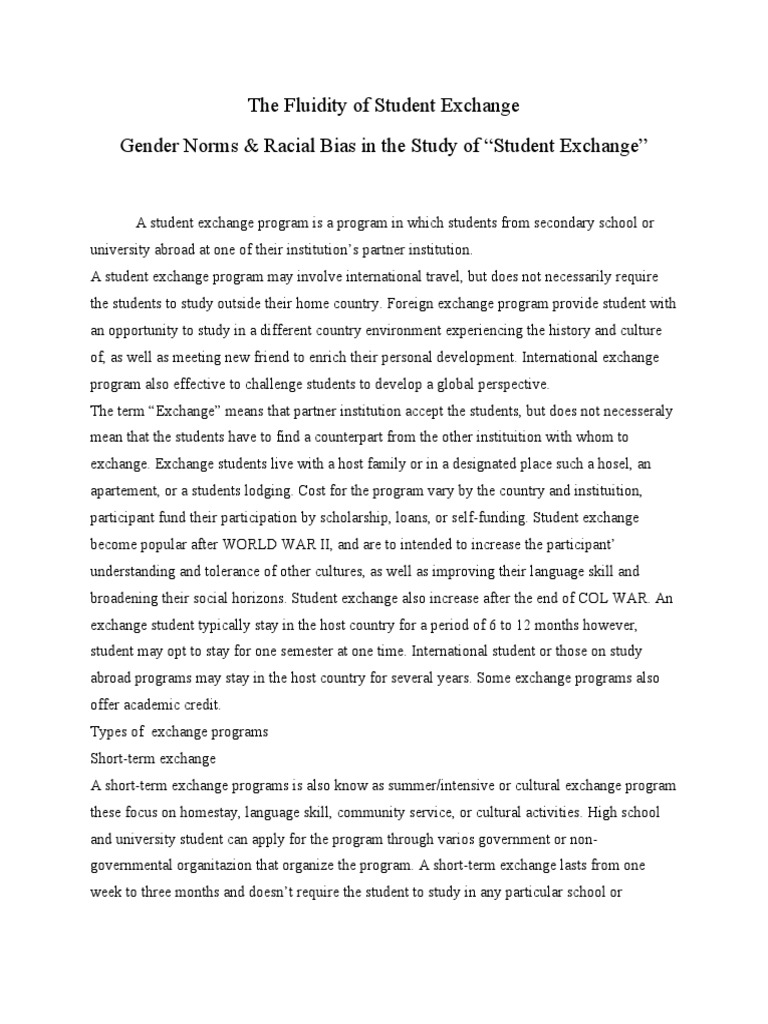 The Fluidity of Student Exchange Essay | PDF | Students | Learning