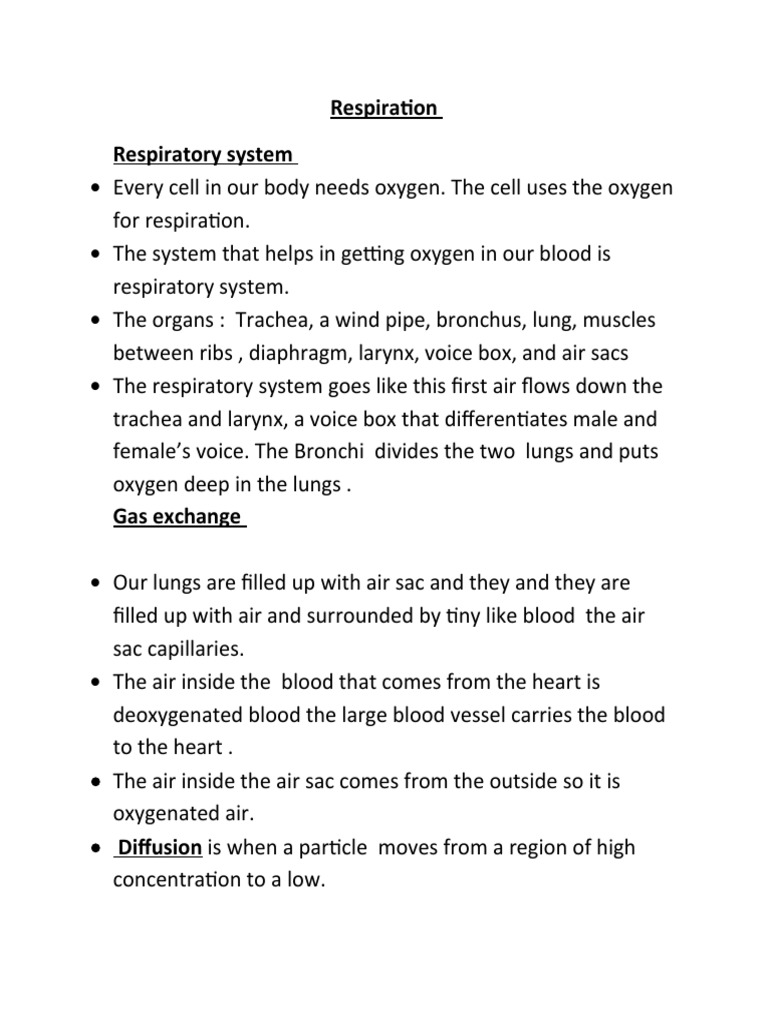 Respiration 8c Revision | PDF | Respiratory System | Lung