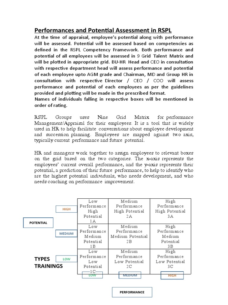 Performances and Potential Assessment in RSPL 1 | PDF | Performance Appraisal | Employment