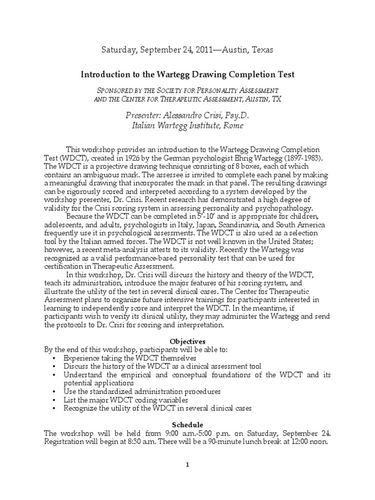 Introduction To The Wartegg Drawing Completion Test: Saturday ...