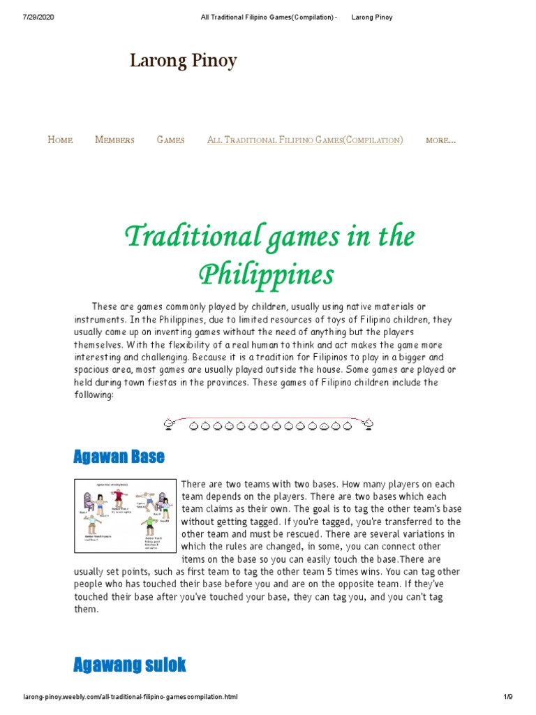 Traditional Filipino Games Overview | PDF | Sports | Leisure